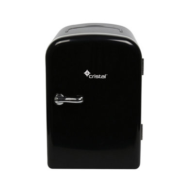 Cristal 4L Compact Mini Cooler Fridgewith Built-in 12V Adapter - Black