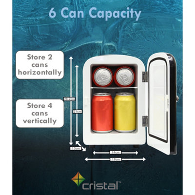 Cristal 4L Compact Mini Cooler Fridgewith Built-in 12V Adapter - Black