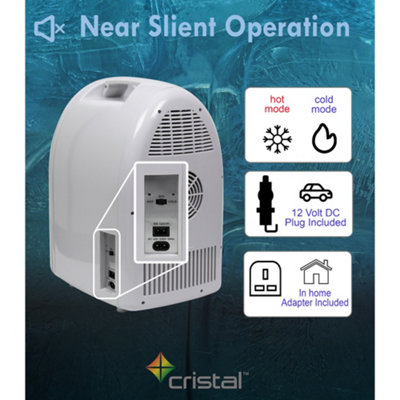 Cristal 6L Compact Cooler (Mini Fridge Style) with Built-in 12V Adapter ...