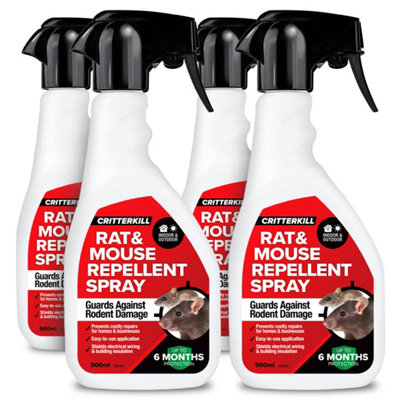 Critterkill Rat and Mouse Repellent Spray 4 x 500ml - Peppermint Fragrance