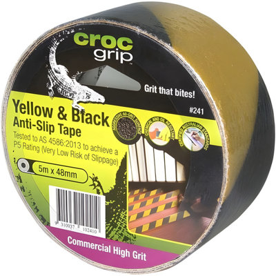 Croc Grip 5m Yellow & Black Anti-Slip Tape Roll 48mm - Heavy Duty ...