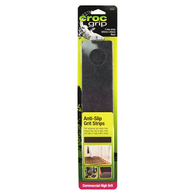 Croc Grip Black Commercial Anti Slip Strips - 3 Pack 300mm x 65mm Heavy ...