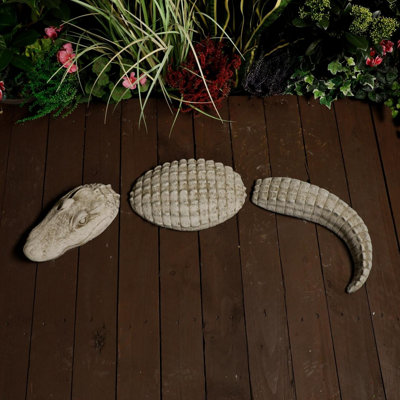 Crocodile Stone Cast Garden Ornament