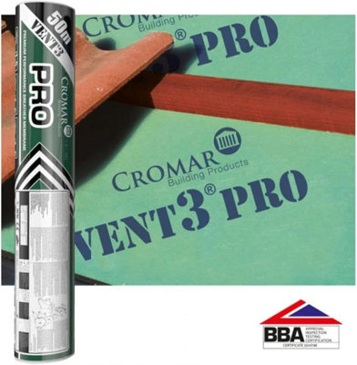 CROMAR Vent3 Pro Breathable Membrane - Heavy-Duty Roof & Wall Underlay ...