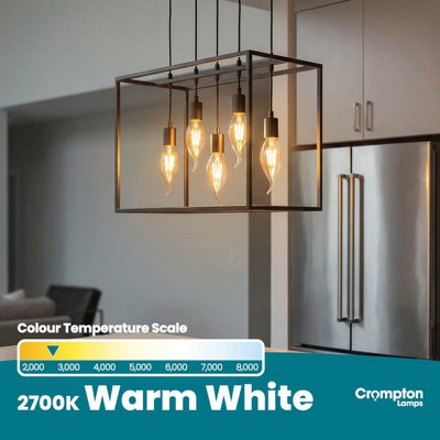 Crompton CRCAN5SBCWWFLAME LED Bent-Tip Candle Filament Clear Dimmable ...