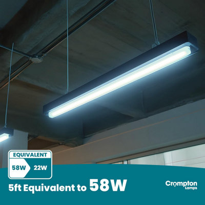 CROMPTON LAMPS 5 FT LED T 8 TUBE, 6500 K DAYLIGHT, 22 W (58 W ...