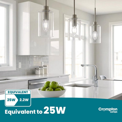 Crompton Lamps Filament Candle LED Light Bulb SES-E14, 2.2W, 25W Eqv ...