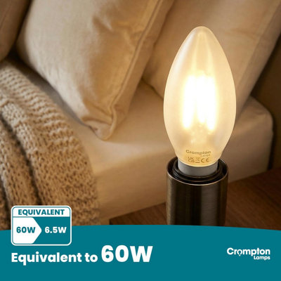 Crompton Lamps Filament Candle LED Light Bulb SES-E14, 6.5W, 60W ...