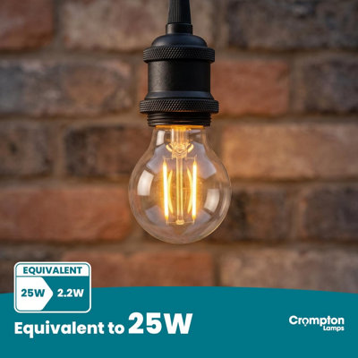 Crompton Lamps Filament Golfball LED Light Bulb SBC-B15d, 2.2W, 25W Eqv ...