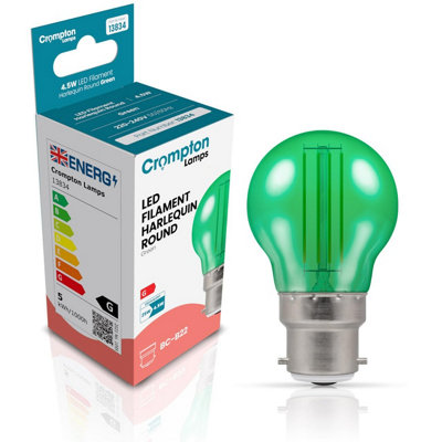 Crompton Lamps Green LED Golfball 4.5W B22 Harlequin, IP65 Outdoor ...