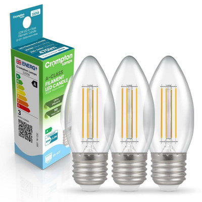 Crompton Lamps LED Ultra-Efficient Candle 2.2W E27 A-Class (3 Pack ...