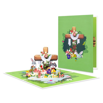Cross Spring Scene Easter Blessings 3D Pop-Up Card