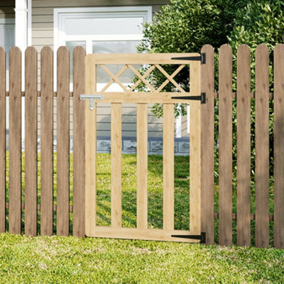 Cross Top Design Wooden Garden Gate for Yards and Pathways 76cm W x 120cm H