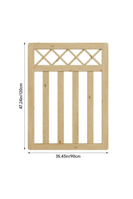 Cross Top Wooden Fence Gate for Garden and Yard Entryways 90cm W x 120cm H