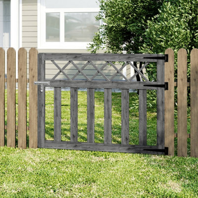 Cross Top Wooden Garden Gate Weather Resistant Outdoor Fence, 120cm x 90cm