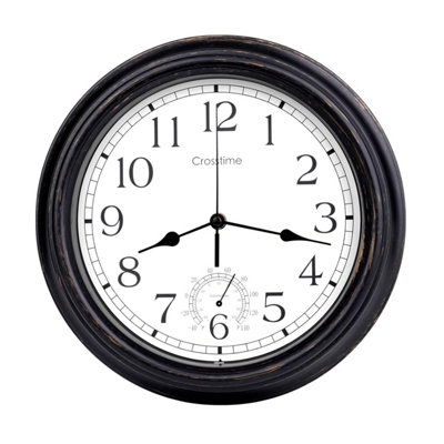 Crosstime Outdoor Clock Waterproof with Thermometer, Vintage Garden ...