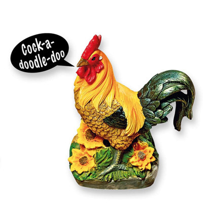 Crowing Rooster, Motion Activated, Polyresin, Garden Porch Decor ...