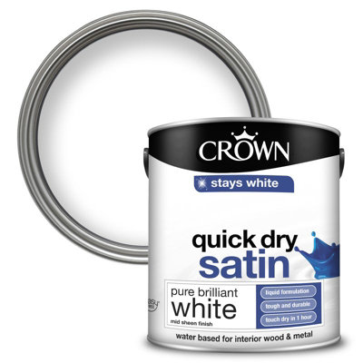 Crown 2.5 Quick Dry Satin Pure Brilliant White at B&Q