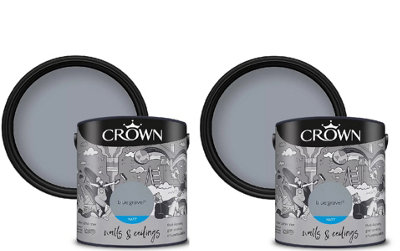 Crown Breatheasy Matt Emulsion Paint For Wall and Ceilings Blue Gravel ...