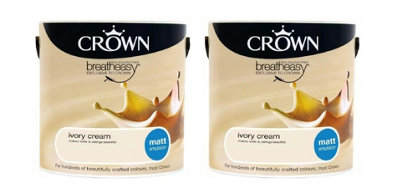 Crown Breatheasy Matt Emulsion Paint For Walls & Ceilings Ivory Cream 2 ...