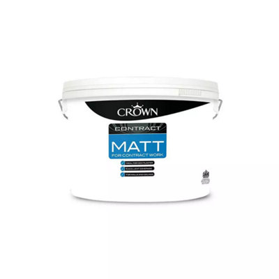 Crown Brilliant White Matt Emulsion Contractors Paint Contract 10L Tub