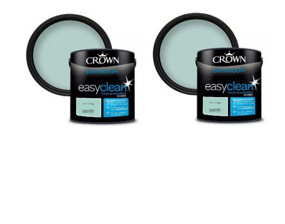 Crown Easyclean Bathroom Mid Sheen Paint Soft Duck Egg 2.5L Pack of 2