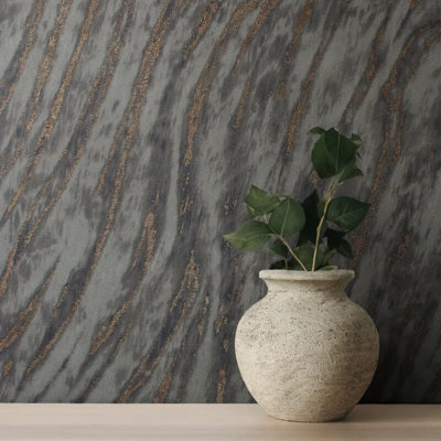 Crown Ember Abstract Fur Effect Metallic Smoke Luxury Vinyl Wallpaper ...