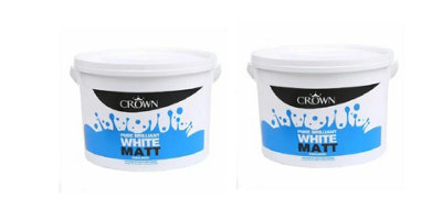 Crown Matt Emulsion Paint Pure Brilliant White 10L Pack of 2