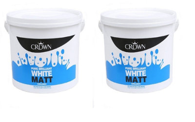Crown Matt Emulsion Paint Pure Brilliant White 7.5L Pack of 2