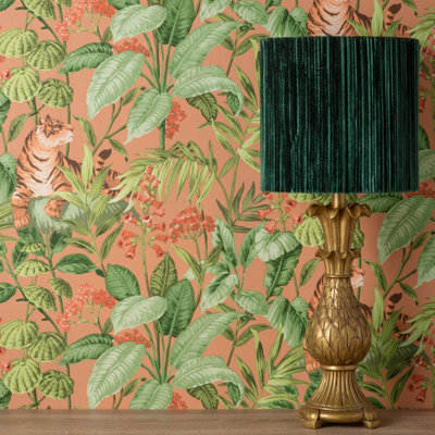 Crown Rajah Tiger Terracotta Wallpaper M1731 | DIY at B&Q