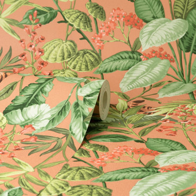 Crown Rajah Tiger Terracotta Wallpaper M1731