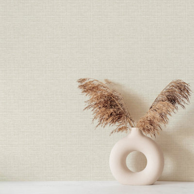 Crown Rowan Hessian Texture Stone Wallpaper M1763
