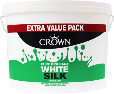 Crown Silk Emulsion Paint Pure Brilliant White 7.5L Pack of 1