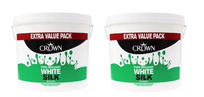 Crown Silk Emulsion Paint Pure Brilliant White 7.5L Pack of 2
