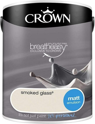 Crown Smoked Glass - 5L - Matt Emulsion - Grey Paint