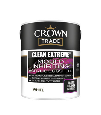 Crown Trade Clean Extreme Mould Inhibiting Acrylic Eggshell White 2.5L ...