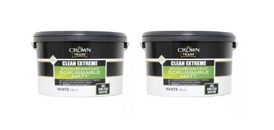 Crown Trade Clean Extreme Stain Resistant Scrubbable Matt Paint White ...
