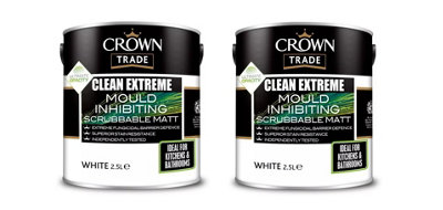 Crown Trade Extreme Clean Mould Inhbiting Scrubbable Stain Resist Matt ...