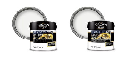 Crown Trade Fastflow Quick Dry Eggshell Paint White 2.5L Pack of 2