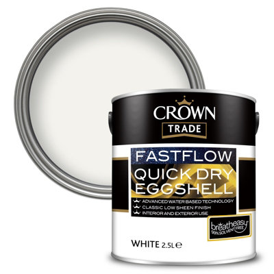 Crown Trade Fastflow Quick Dry Eggshell White - 2.5L | DIY at B&Q