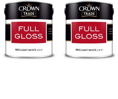 Crown Trade Full Gloss Paint Brilliant White 2.5L Pack of 2