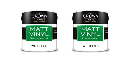 Crown Trade Matt Vinyl Emulsion Paint Brilliant White 2.5L Pack of 2
