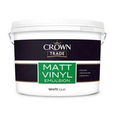 Crown Trade Matt Vinyl Emulsion White 7.5L at B&Q