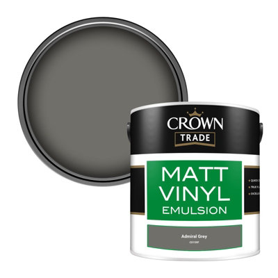 Crown Trade Vinyl Matt Walls & Ceilings Emulsion Paint Admiral Grey ...
