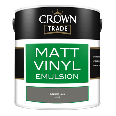 Crown Trade Vinyl Matt Walls & Ceilings Emulsion Paint Admiral Grey ...