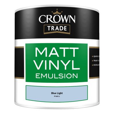 Crown Trade Vinyl Matt Walls & Ceilings Emulsion Paint Blue Light ...