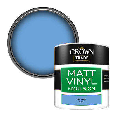 Crown Trade Vinyl Matt Walls & Ceilings Emulsion Paint Blue Mosel ...