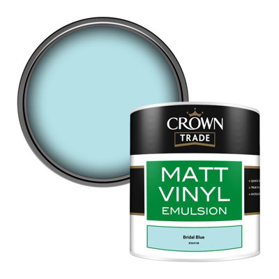 Crown Trade Vinyl Matt Walls & Ceilings Emulsion Paint Bridal Blue ...