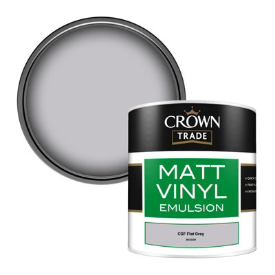 Crown Trade Vinyl Matt Walls & Ceilings Emulsion Paint CGF Flat Grey ...