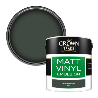 Crown Trade Vinyl Matt Walls & Ceilings Emulsion Paint CGF Romsey Green ...